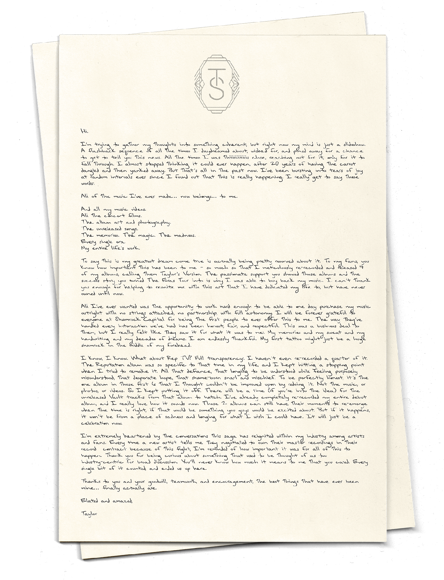 Taylor Swift's Handwritten Letter | Swifties Iloilo
